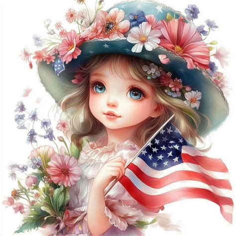 Patriotic Girl  4th Of July Clip Art Scrapbooking Digital