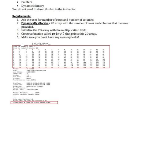Solved Pointers Dynamic Memory You Do Not Need To Demo This
