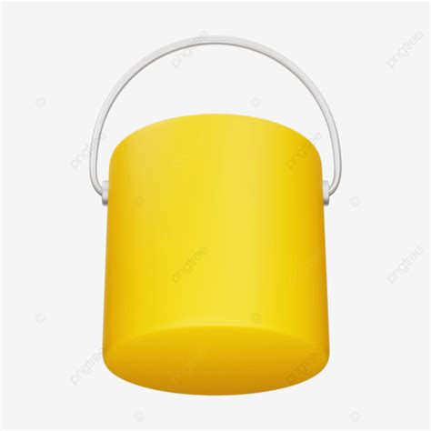 Yellow Empty Bucket 3d Render Yellow Bucket Yellow Bucket 3d Icon 3d Icon Render Png