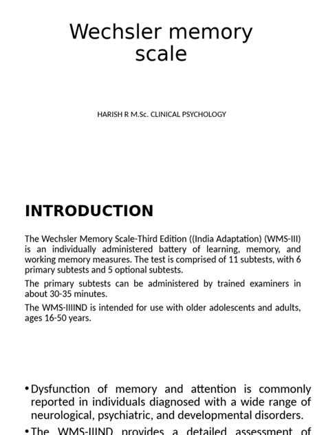 Wechsler Memory Scale Pdf Wechsler Adult Intelligence Scale Memory
