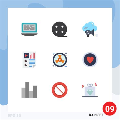 Set Of 9 Modern Ui Icons Symbols Signs For Video Page Megaphone Document Announcement Editable