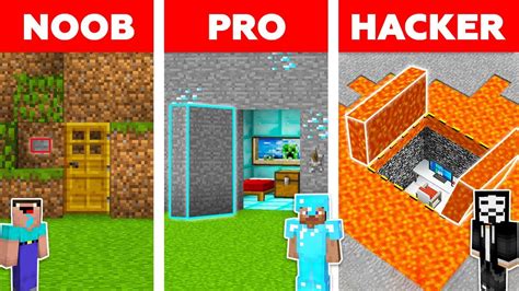 Minecraft NOOB Vs PRO Vs HACKER HIDDEN HOUSE BUILD CHALLENGE In