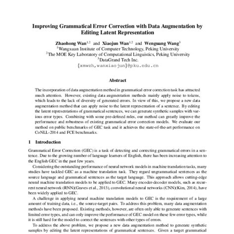 Improving Grammatical Error Correction With Data Augmentation By Editing Latent Representation