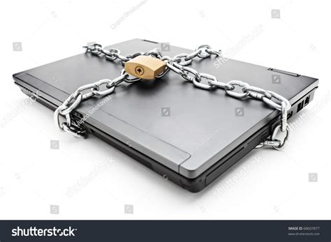 Heavy Chain Padlock Around Laptop Isolated Stock Photo Shutterstock