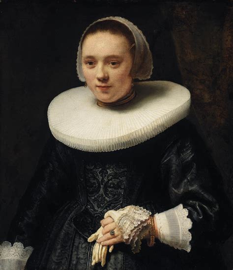 Portrait Of A Lady Holding A Glove 17th Century Portraits Rembrandt