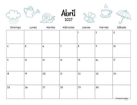 Calendario Abril 2027 Plantillas Gratis Para Imprimir