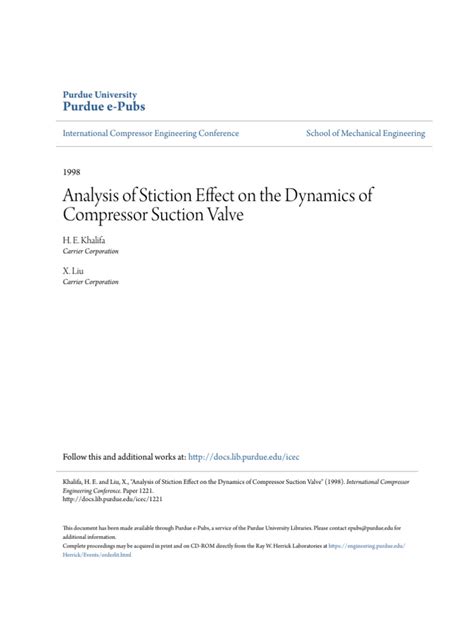 Analysis Of Stiction Effect On The Dynamics Of Compressor Suction Valve Pdf Turbine Soft