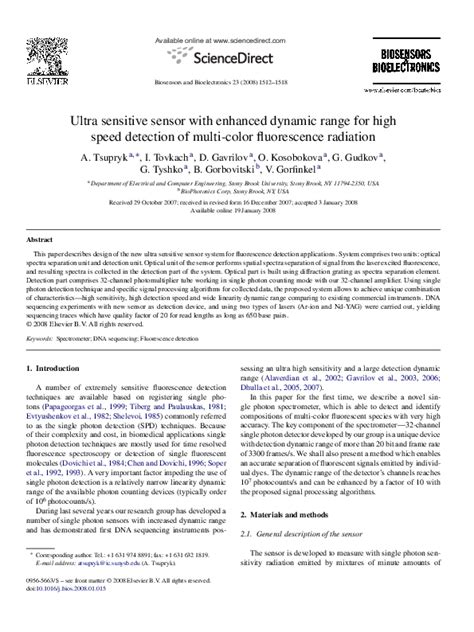 Pdf Ultra Sensitive Sensor With Enhanced Dynamic Range For High Speed Detection Of Multi Color
