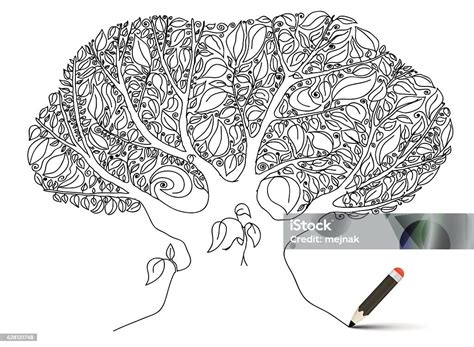 Hand Drawn Vector Tree Stock Illustration Download Image Now Drawing Activity Horizontal