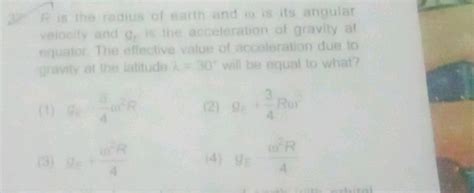 37r Is The Radius Of Earth And M Is Its Angular Equator The Effective V