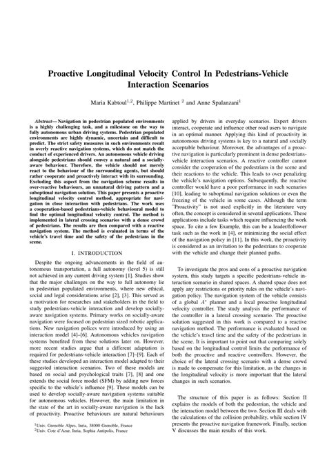 Pdf Proactive Longitudinal Velocity Control In Pedestrians Vehicle