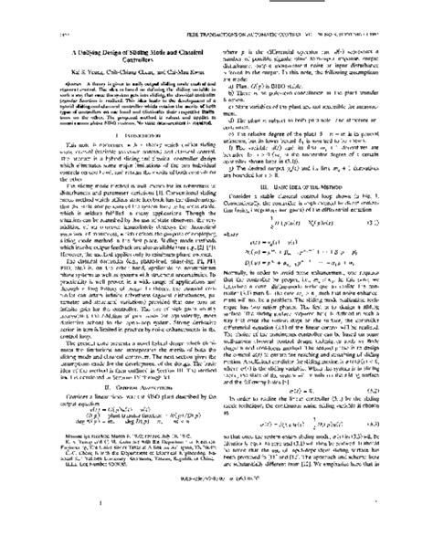 Pdf A Unifying Design Of Sliding Mode And Classical Controllers