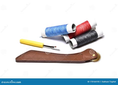 Pattern Making Tools With Tracing Wheel Sewing Thread Stock Image