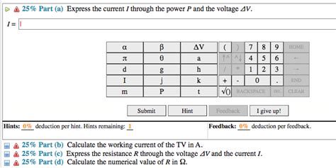 Solved Δv190 V With Power P240 WΔ25 Part A Express The