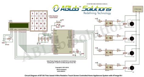 Bt136 Triac Based 4 Wire Resistive Touch Screen Controlled Home