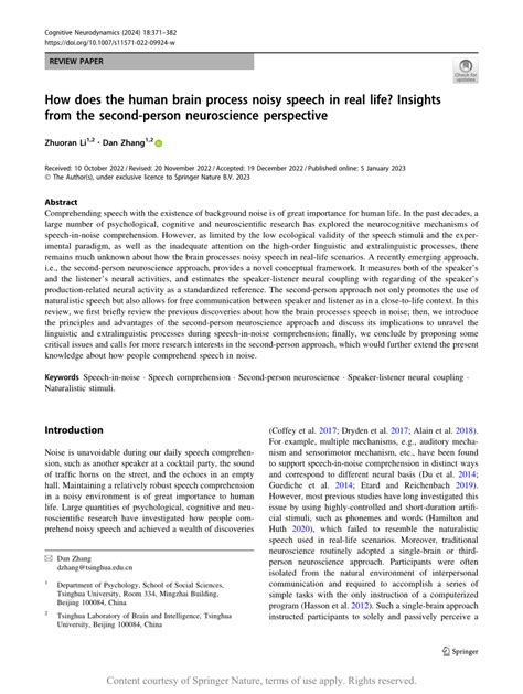 How Does The Human Brain Process Noisy Speech In Real Life Insights From The Second Person