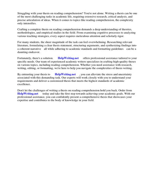 Complete Thesis About Reading Comprehension Pdf Reading