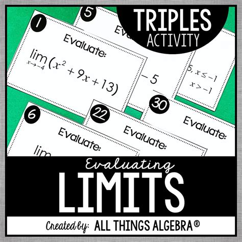 Limits Of Functions Triples Activity All Things Algebra