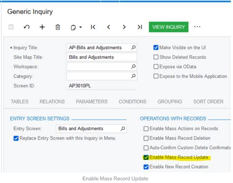 how to mass update records with generic inquiry community