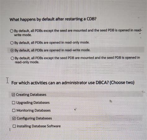 Solved What Happens By Default After Restarting A Cdb Oby