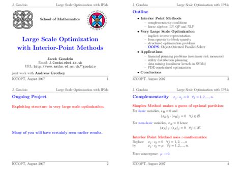 Pdf Large Scale Optimization With Interior Point Methods