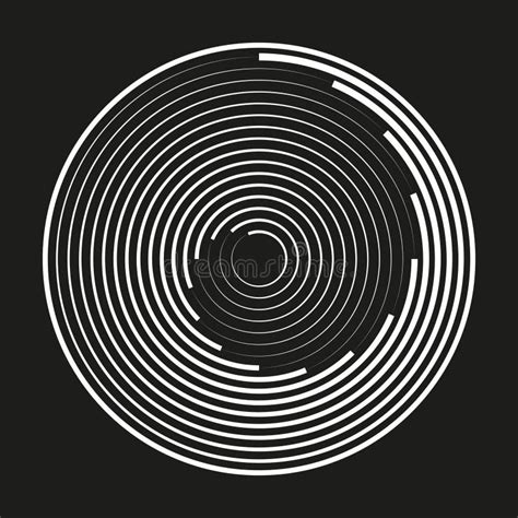 Concentric Circles Pattern White Lines On Black Abstract Geometric Design Hypnotic Visual