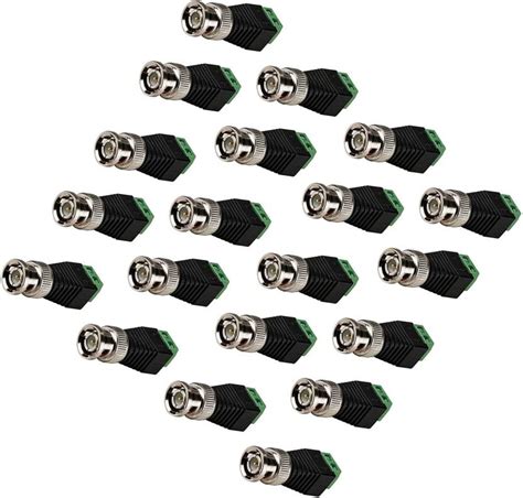 Invento 20pcs Dc Male Bnc Connector To Screw Terminal Connector Coaxial Cat5 Automotive