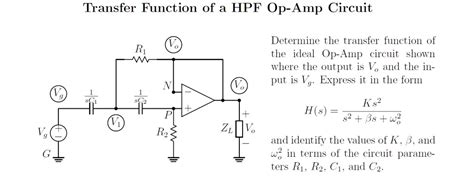 Transfer Function Of A Hpf Op Amp Circuit Determine The Transfer Function Of The Ideal Op Amp