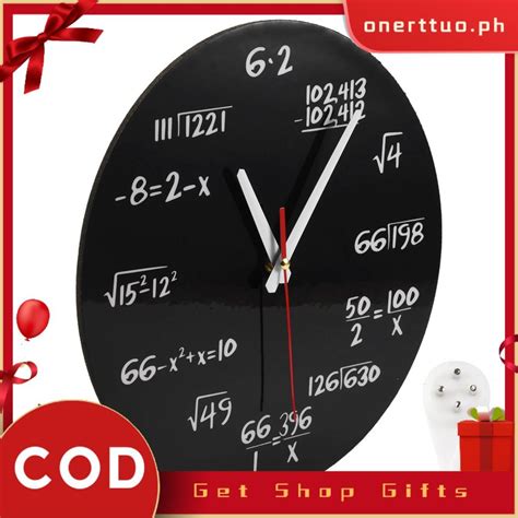 Math Wall Clock Math Formulas Clock Quiz Clock In Black And White