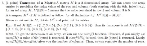 Solved Point Transpose Of A Matrix A Matrix M Is A Chegg