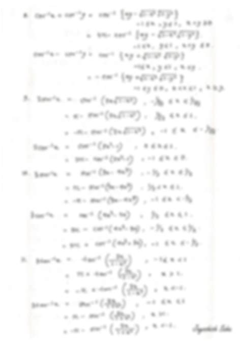 Solution Mathematics Inverse Trigonometric Functions Handwritten Notes
