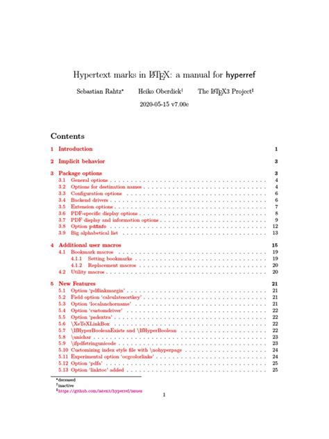 Hypertext Marks In L Tex A Manual For Hyperref Pdf