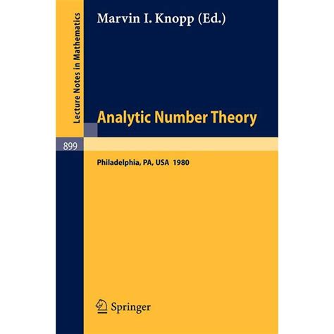 lecture notes in mathematics analytic number theory proceedings of a