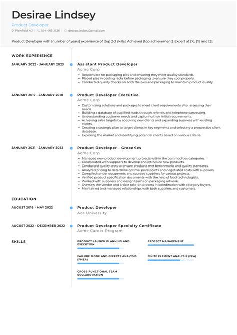 Product Developer Resume Examples That Work