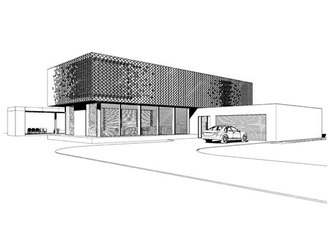 Premium Vector Vector Black And White Sketch Of A Modern House With A Unique Facade Pattern