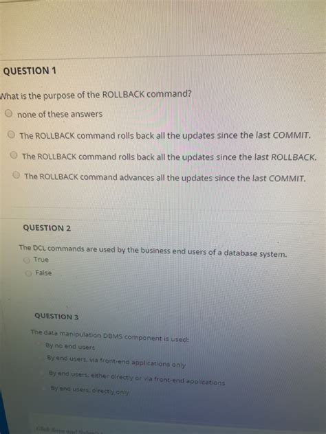 Solved Question 1 What Is The Purpose Of The Rollback
