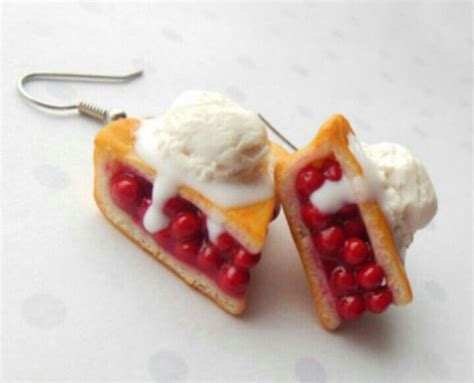 Polymer Clay Cherry Pie Earrings Cute Miniature Food Jewelry