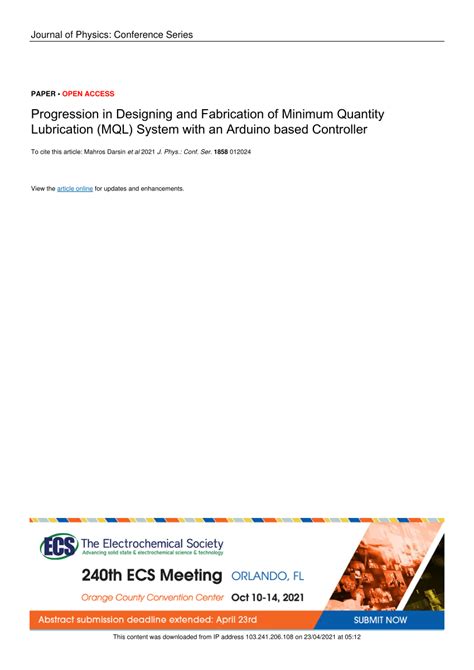 Pdf Progression In Designing And Fabrication Of Minimum Quantity Lubrication Mql System With