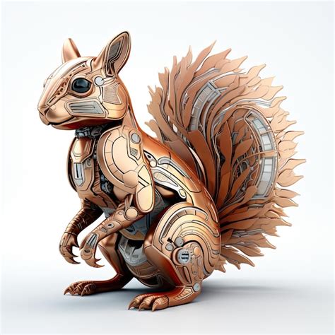 Premium Ai Image Robot Squirrel Illustration Techno Scurry