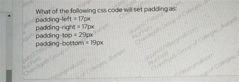 What Of The Following Css Code Will Set StudyX