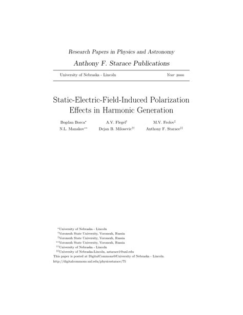 Pdf Static Electric Field Induced Polarization Effects In Harmonic