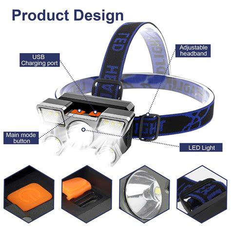 Usb Rechargeable Headlamp Flashlight Led Mode Led
