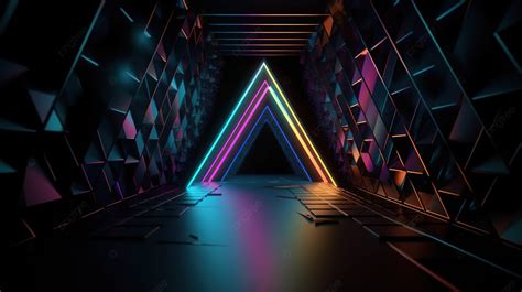 3d 추상 삼각형 구조의 터널 배경 복도 현관 네온 룸 배경 일러스트 및 사진 무료 다운로드 Pngtree