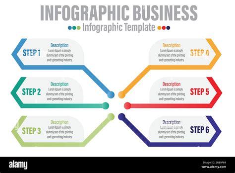 Colorful 6 Steps 6 Option Infographic Flow Chart Design Business Infographic Concept For