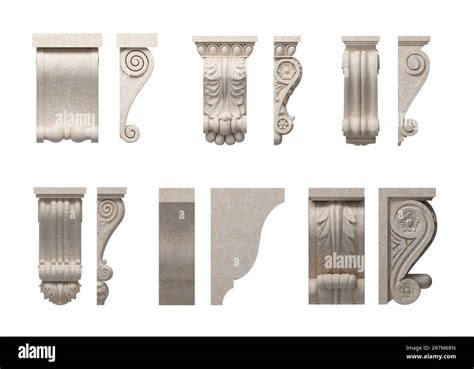 3d Illustration Set Of Vintage Marble Classic Architectural Brackets