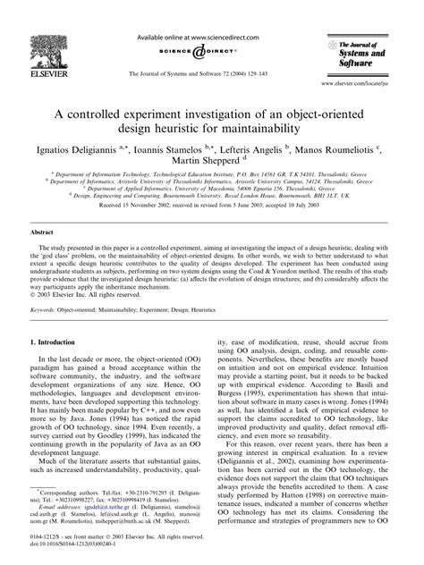 Pdf A Controlled Experiment Investigation Of An Object Oriented Design Heuristic For