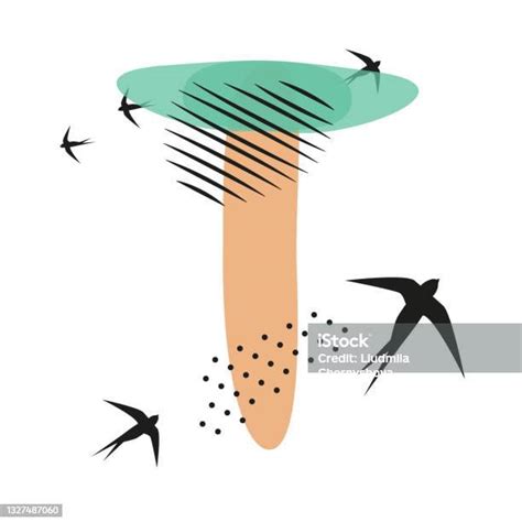 미니멀한 패턴은 제비의 T 무리의 형태로 동양 스타일이 날아간다 추상적인 오브젝트 반점 점 검은 잉크와 깃털의 그림자 벡터 일러스트레이션 상형 문자의 형태로 조류 가리기에