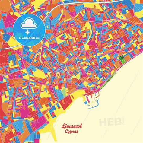 Limassol Limassol Cyprus Crazy Colorful Street Map Poster Template Hebstreits