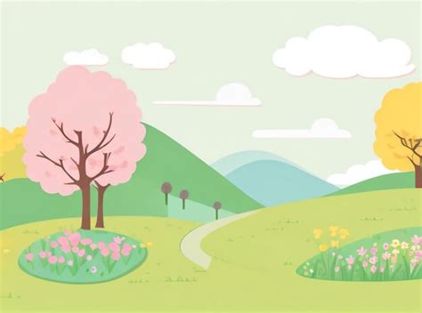 Premium Photo Spring Landscape Background Simple Vector Illustration