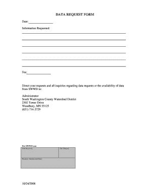 Fillable Online DATA REQUEST FORM Swwdmnorg Fax Email Print PdfFiller